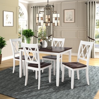 5 piece dining table set with family kitchen table and 4 chairs Wooden ...