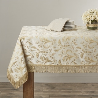 Violet Linen Luxury Damask Design Tablecloth - 60" by 140" - Bed Bath ...