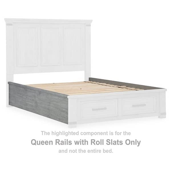 Ashley Furniture Queen Rails with Roll Slats - B772-96 Queen Rails with ...