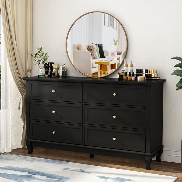 Dresser for Bedroom with Deep Drawers Wooden 6 Drawer Double Dresser ...