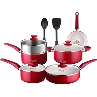 12 Piece White Ceramic Pots and Pans Set Kitchen Non-Stick Cookware Set ...