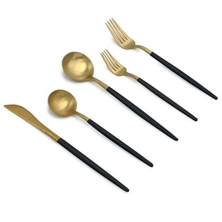 Elyon Lea Matte Two-tone Colored Stainless Steel Flatware Set 20 Pieces ...