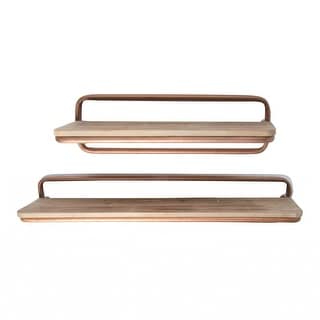 Set of 2 Bronze and Beige Antique Finish Floating Shelves 36" - Bed ...