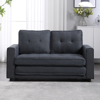 Dark Gray Futon Couch Convertible Floor Sofa Bed, Upholstered Loveseat ...