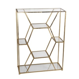 Open Metal Frame Rack with Multiple Glass Shelves, Gold - Bed Bath ...