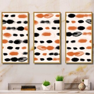 Designart "Black and Orange Polka Dots" Modern Framed Art Set of 3 - 4 ...