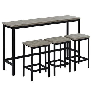4-Piece Mini Pub Counter Height Extra Long Dining Table Set with 3 ...