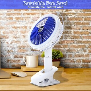 7 in. 4-Speed 360° Rotating Clip on Fan with LED Lamp - On Sale - Bed ...