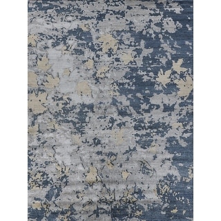EXQUISITE RUGS Bamboo Silk Hand-knotted Blue/Grey Area Rug. - Bed Bath ...