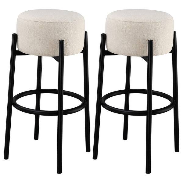 Leonard White and Black Backless Stools (Set of 2) - On Sale - Bed Bath ...