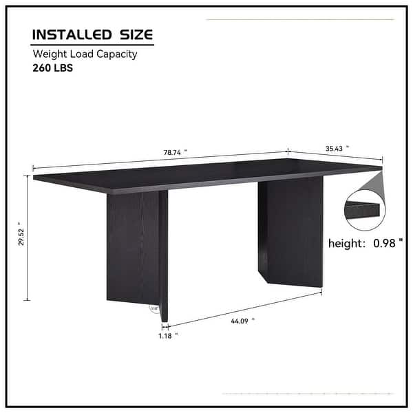 78.74 inch Wood Dining Table Kitchen Table Small Space Dining Table ...