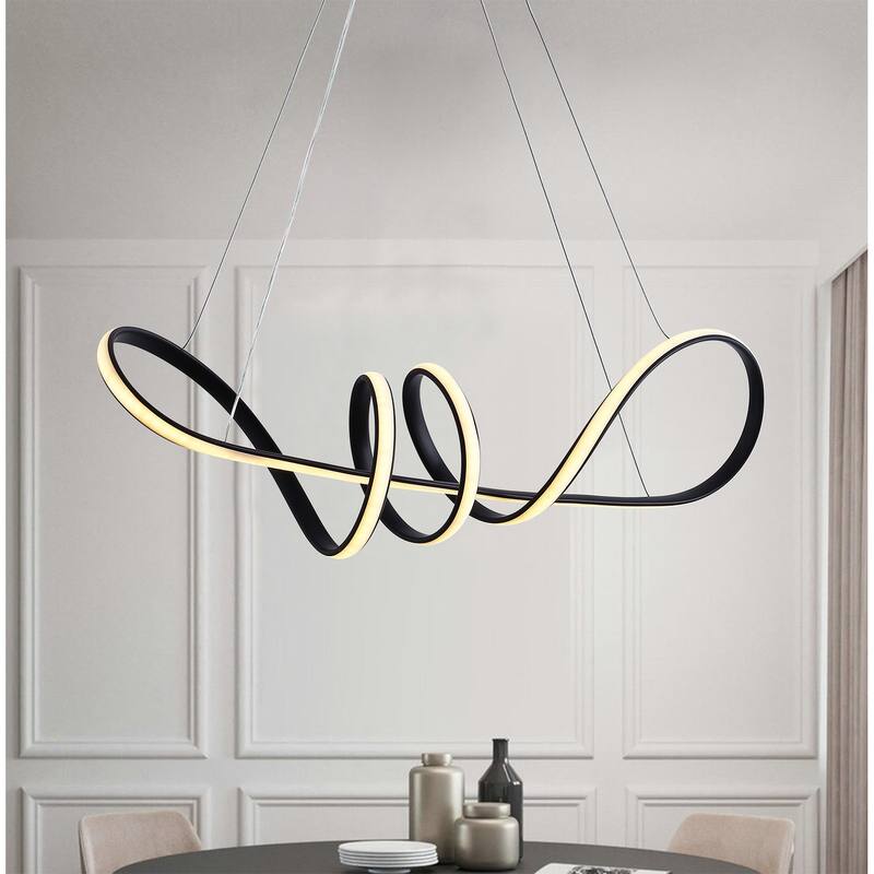 Modern Wavy Linear Design LED Pendant Light Fixture - Bed Bath & Beyond ...