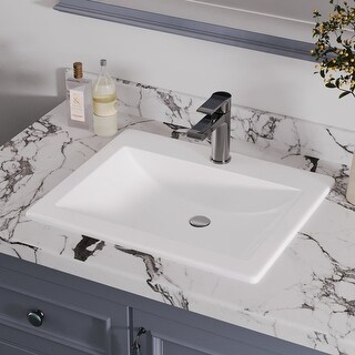 21'' x 18'' White Rectangle Vitreous China Drop In Bathroom Sink With ...