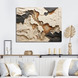 Designart "Beige And Brown African River Collage" Abstract Shapes Wall ...