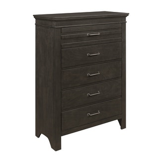 5 Drawer Wooden Chest with Vertical Accents and Bar Pulls, Gray - Bed ...