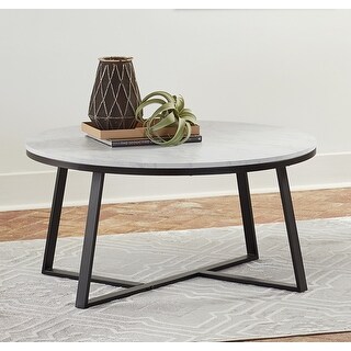 Donovan White Faux Marble and Matte Black Coffee Table - Bed Bath ...