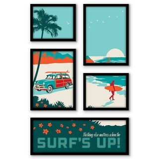 Americanflat Surfs Up Coastal Collection 5 Piece Grid Wall Art Room ...