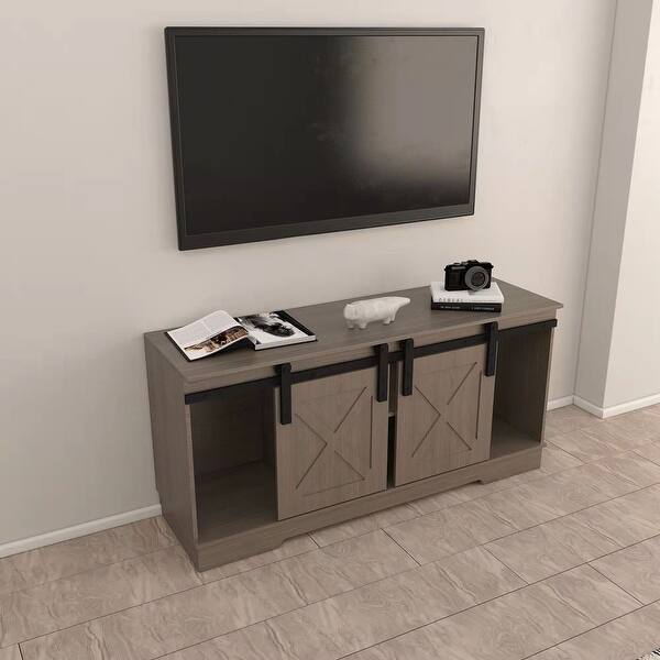Contemporary TV Stand Modern TV Console Table with Sliding Barndoors in ...