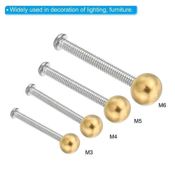 5pcs M4x0.7 Thread Cap Nuts Knob Brass Ball Lamp Decoration Screw Caps ...