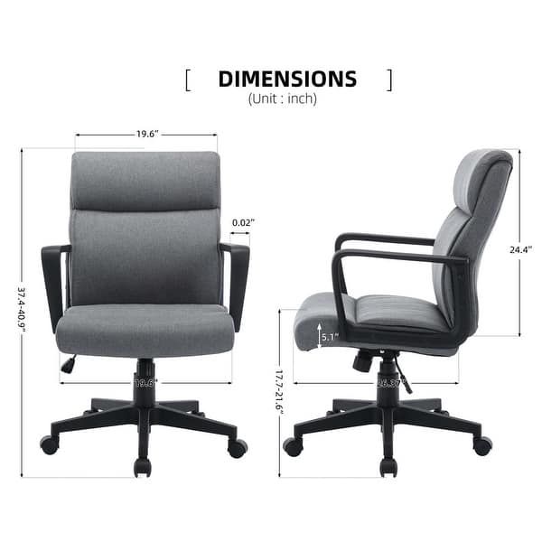 Office Chair Spring Cushion Fabric Chair with PP Arms Leather,Gray ...