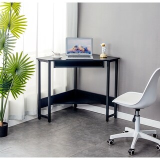 Triangle Computer Desk,Corner Desk With Smooth Keyboard Tray& Storage ...