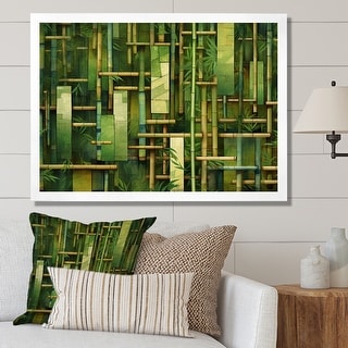 Designart "Whispering Bamboo Geometric Patterns" Bamboo Framed Wall ...