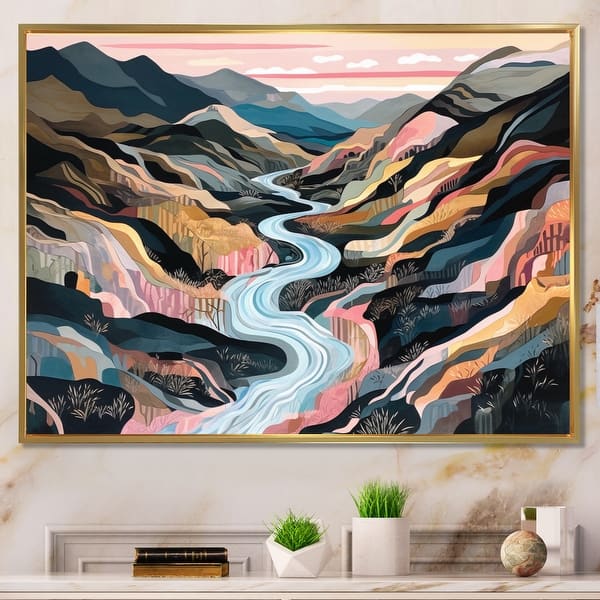 Designart "Vibrant Mountain Landscapes II" Abstract Landscape Framed ...