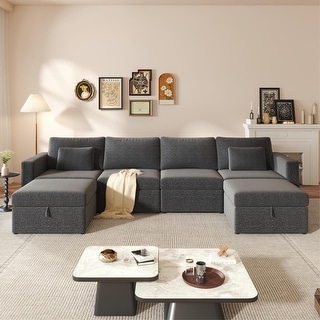 Linen Belfin Sectional Sofa Set Oversized Modular Couch - Bed Bath ...