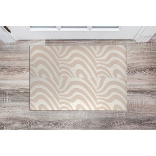 WAVY ABSTRACT PRINT TAN Doormat By Becky Bailey - Bed Bath & Beyond ...