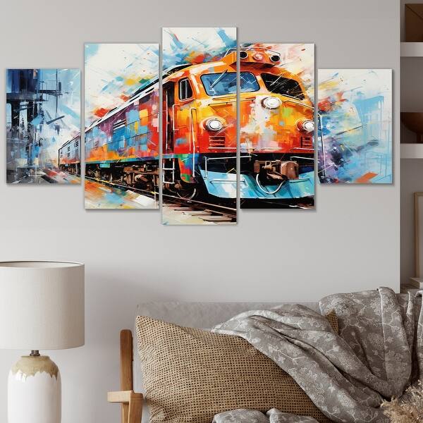 Designart "Abstract Train Vibrant Rails" Transportation Multipanel Wall ...