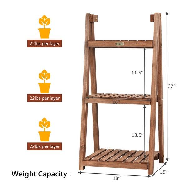 3-Tier Flower Stand Rack Folding Wooden Plant Holder Display Shelf ...