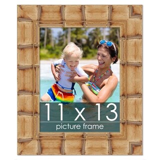 11x13 Bamboo Natural Complete Wood Picture Frame with UV Acrylic, Foam ...