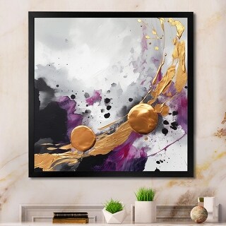 Designart "Bold Circles And Marble Fusion I" Abstract Marble Framed ...