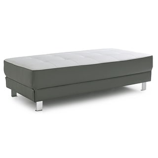 Faux Leather Tufted Two-tone Ottoman - Bed Bath & Beyond - 20706973