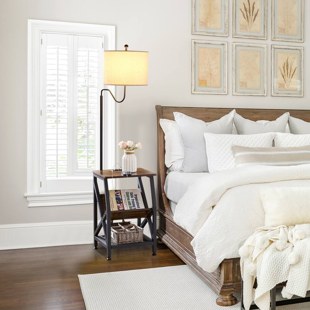 Side Table with Floor Lamp - Overstock - 37246312