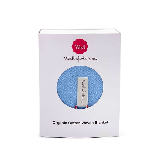 WoA All Natural Cotton Woven Baby Blanket- Baby Blue w/Royal Blue ...