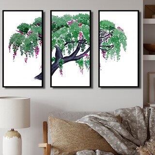 Designart "Tree of Wisteria" Traditional Framed Canvas Wall Art Print ...