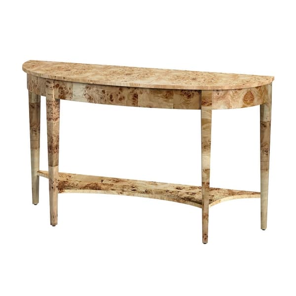 Astor 54"W Burl Wood Demilune Console Table - Bed Bath & Beyond - 37361824