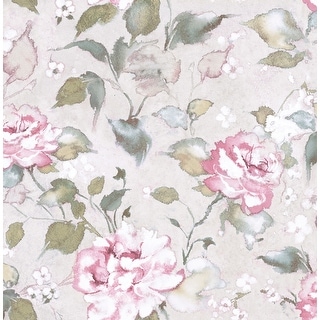 Seabrook Designs Carlene Watercolor Floral Unpasted Wallpaper - Bed ...