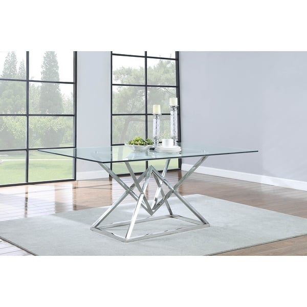 Strick & Bolton Sufjan Chrome/ Glass Dining Table - Bed Bath & Beyond ...