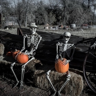 YANSUN 5 FT Posable Hanging Skeleton Full Body Posable Joints Skeletons ...