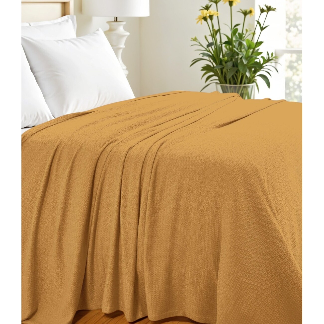 yellow waffle bedding