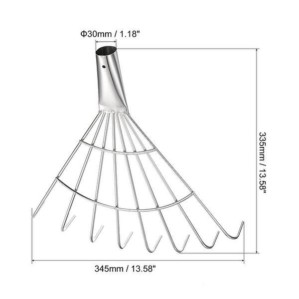 8 Round Tines Leaf Rake Replacement, Stainless Steel Folding Grass Tool ...