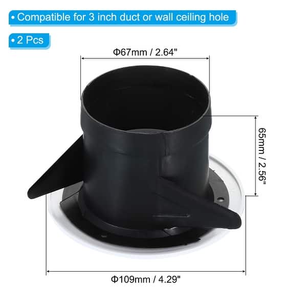 3" Round Air Vent 2pcs Adjustable Grill Soffit Vent with Screen Rotate ...