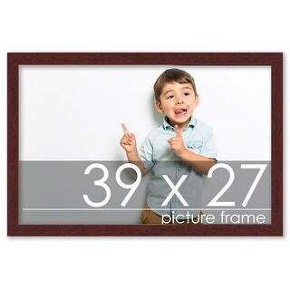 39x27 Traditional Mahogany Wood Picture Frame - UV Acrylic, Foam Board ...