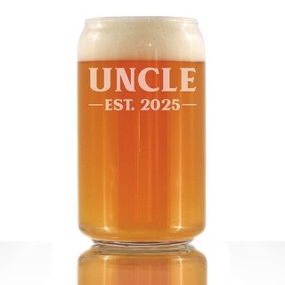 Uncle Est. 2025 - Beer Can Pint Glass - Bold New Uncle Gifts - 16 Ounce ...