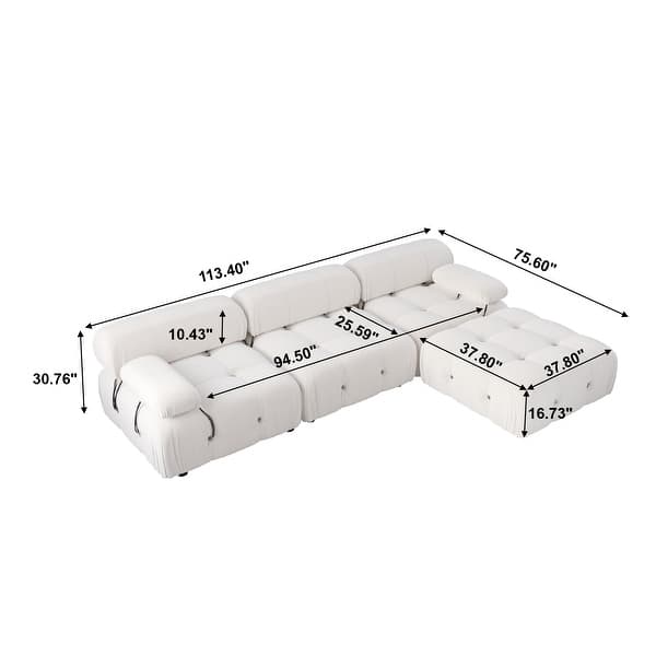 L-Shaped Modern Teddy Sectional Sofa Modular Soft Couch - Bed Bath ...