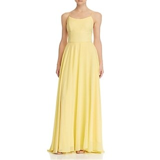 Avery G Lace-up Chiffon Gown Yellow Size 12 - Bed Bath & Beyond - 40560389