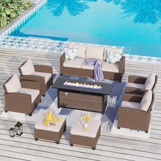 7/9-Seat Patio Furniture Wicker Rattan Outdoor High-back Sectional Sofa ...