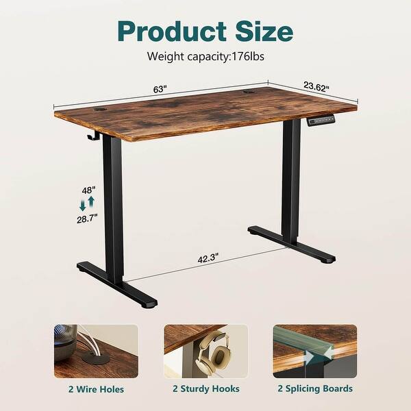 Electric Height Adjustable Ergonomic Computer Desk - Bed Bath & Beyond ...